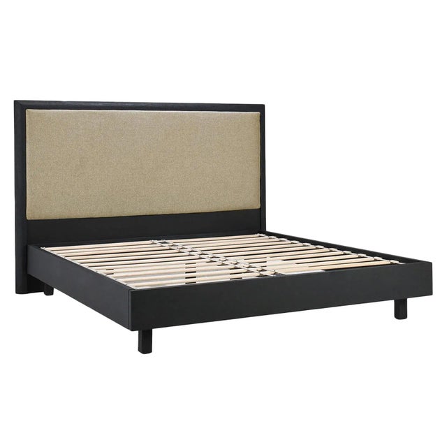 Black & Tan Cal King Bed Frame | Chairish