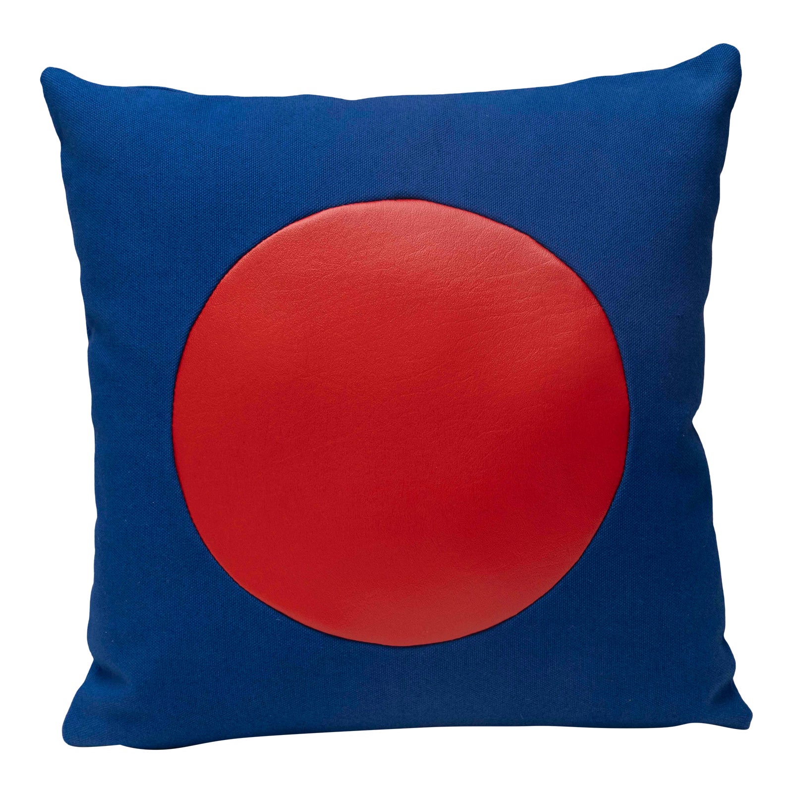 Blue Canvas Geometric Red Circle Handmade Pillow | Chairish