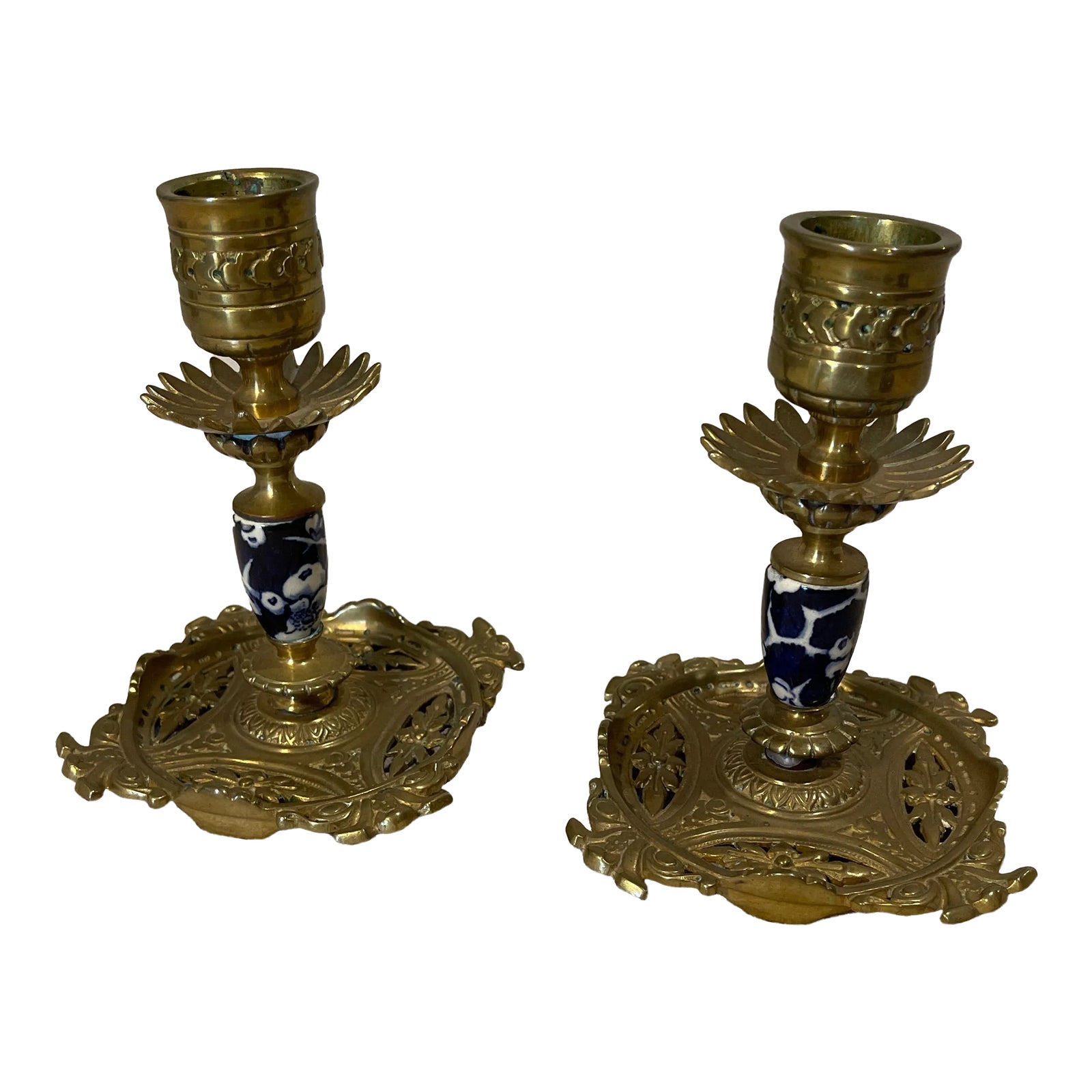 Antique English Candlesticks - a Pair | Chairish