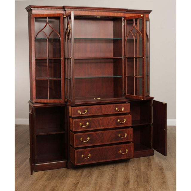 Henkel Harris Georgian Style Mahogany Breakfront Bookcase | Chairish