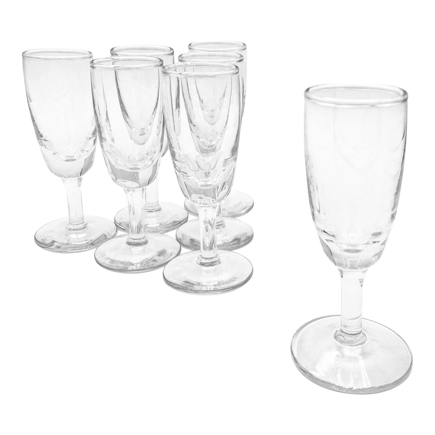 Mid 20th Century Classic Mini Champagne Flutes - Set of 7 | Chairish