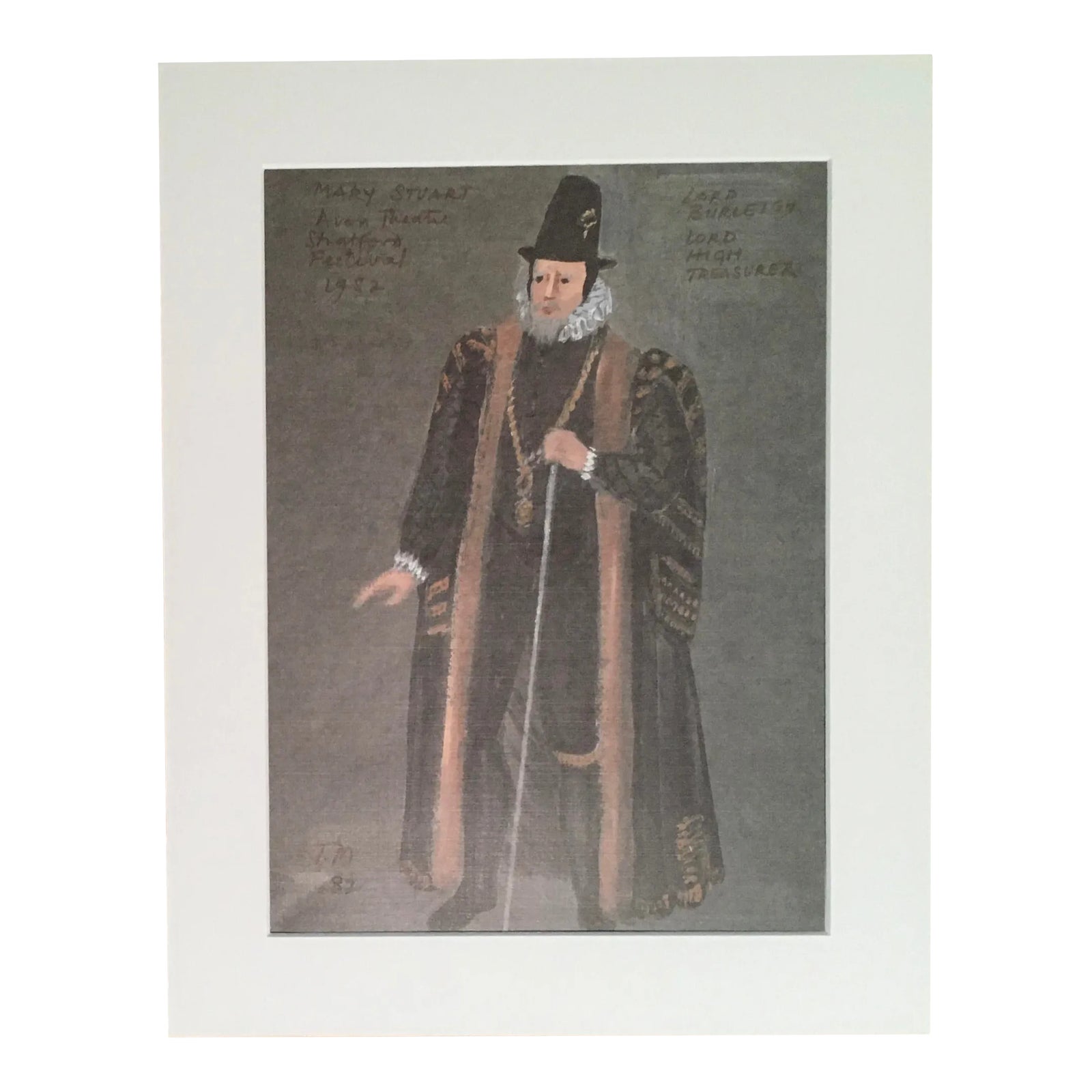 Vintage Stratford Festival Design Folio, "Mary Stuart" Costume Print ...