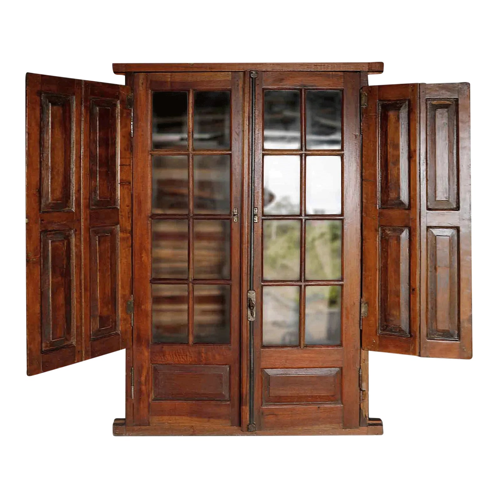 Antique Late 19th Century French Windows With Solid Shutters | Chairish