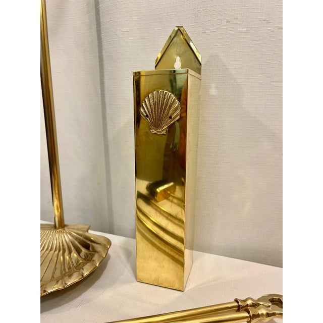 Late 20th Century Vintage Hollywood Regency Polished Brass Clamshell ...