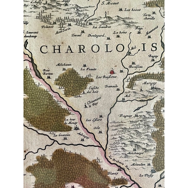 1640 Willem Blaeu Map of Charolois, France (Burgundy) | Chairish