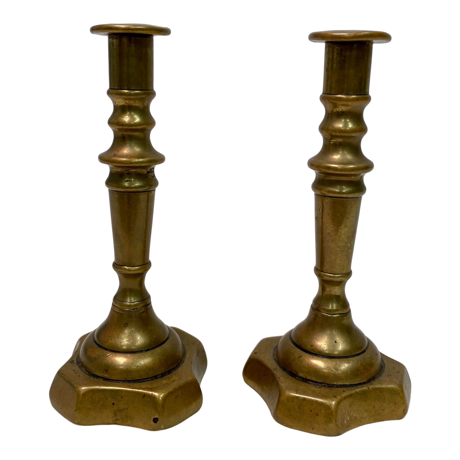 Pair of Antique Mini Brass Candlesticks | Chairish
