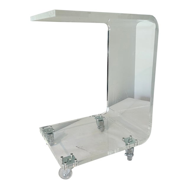 1990s Vintage Acrylic Rolling C- Table | Chairish
