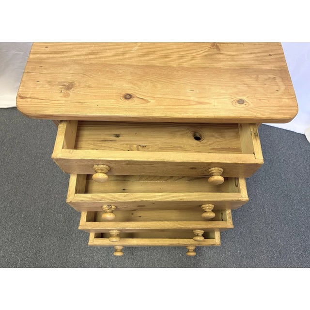 Vintage Rustic Solid Pine Side Table With Four Drawers | Chairish