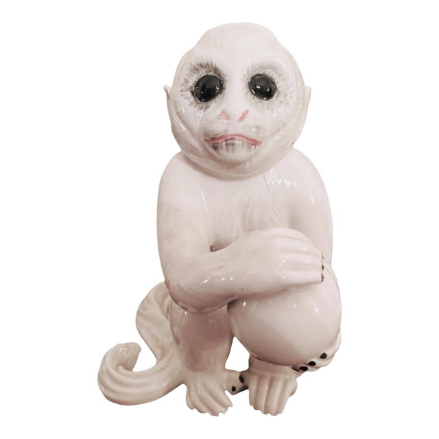 White Porcelain Capuchin Monkey as Seen as Elvis's Graceland | Chairish