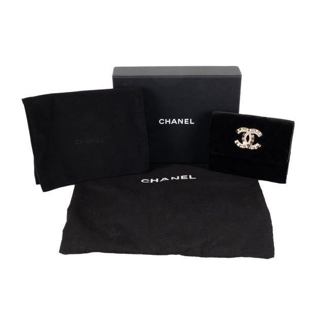 Chanel Chanel Quilted Velvet Wallet | Chairish