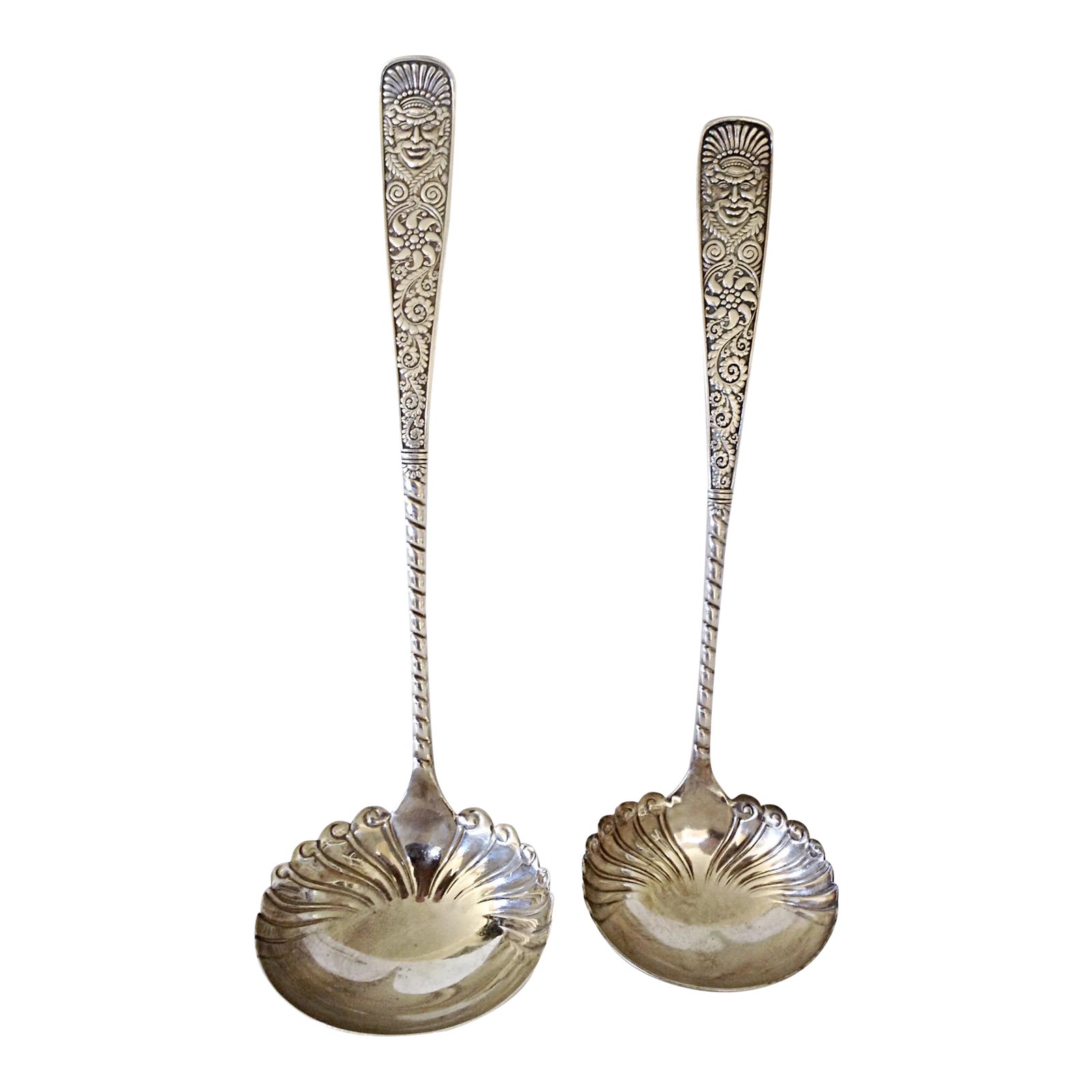 1847 Rodgers Bros. Assyrian Silver Serving Ladles, 1886- a Pair | Chairish