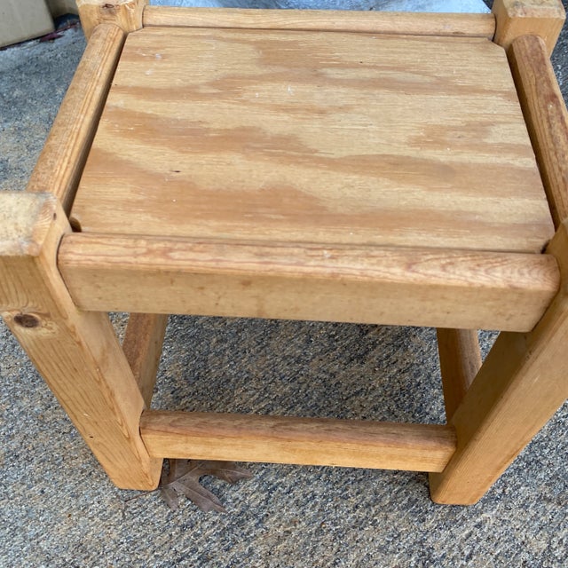 Minimalist Wooden Petite Stool or Plant Stand | Chairish