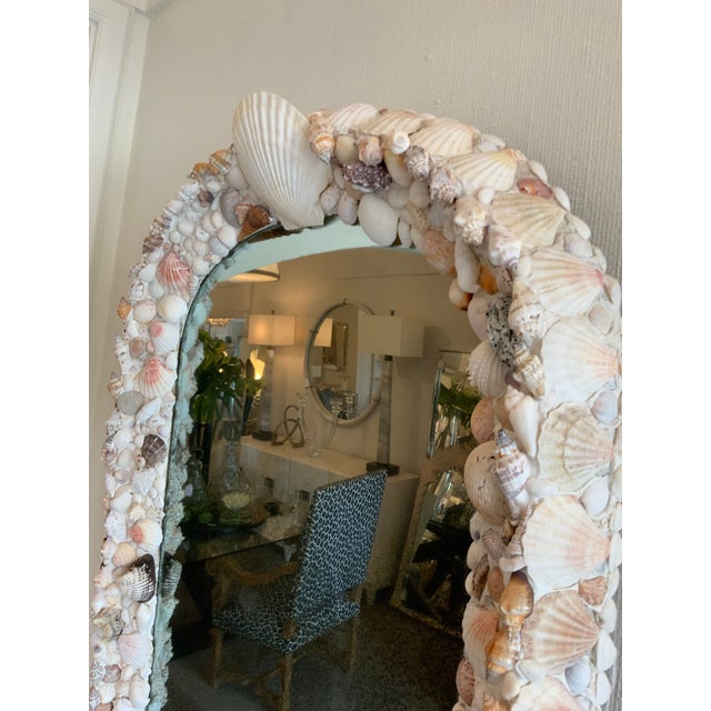 Large Handmade Shell Mirror | Chairish