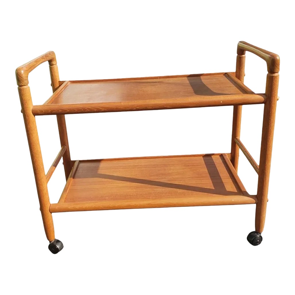 1960s Danish Modern Two Tier Teak Cocktail Trolley Serving Bar Cart ...