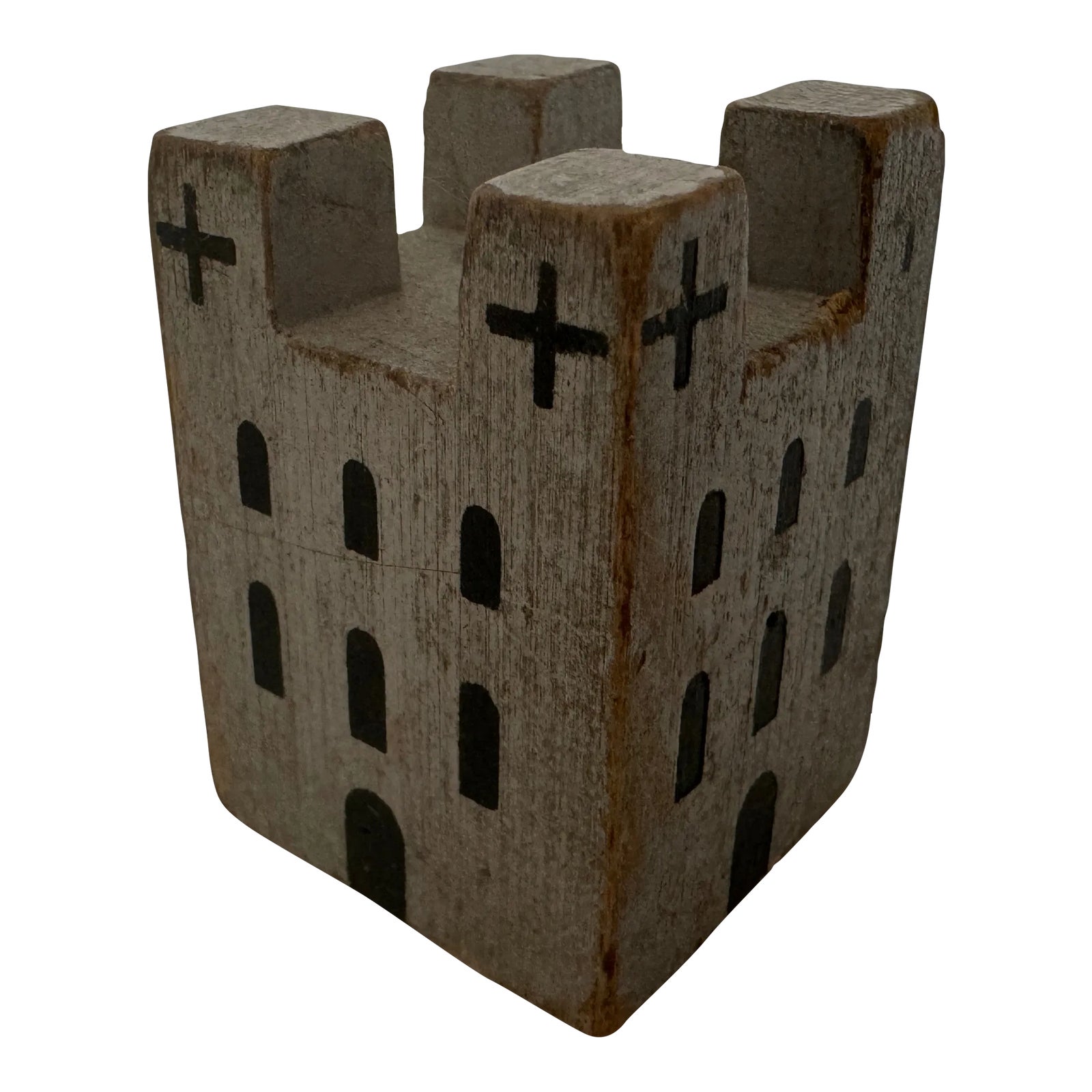 Early 1900s Folk Wooden Block Castle | Chairish