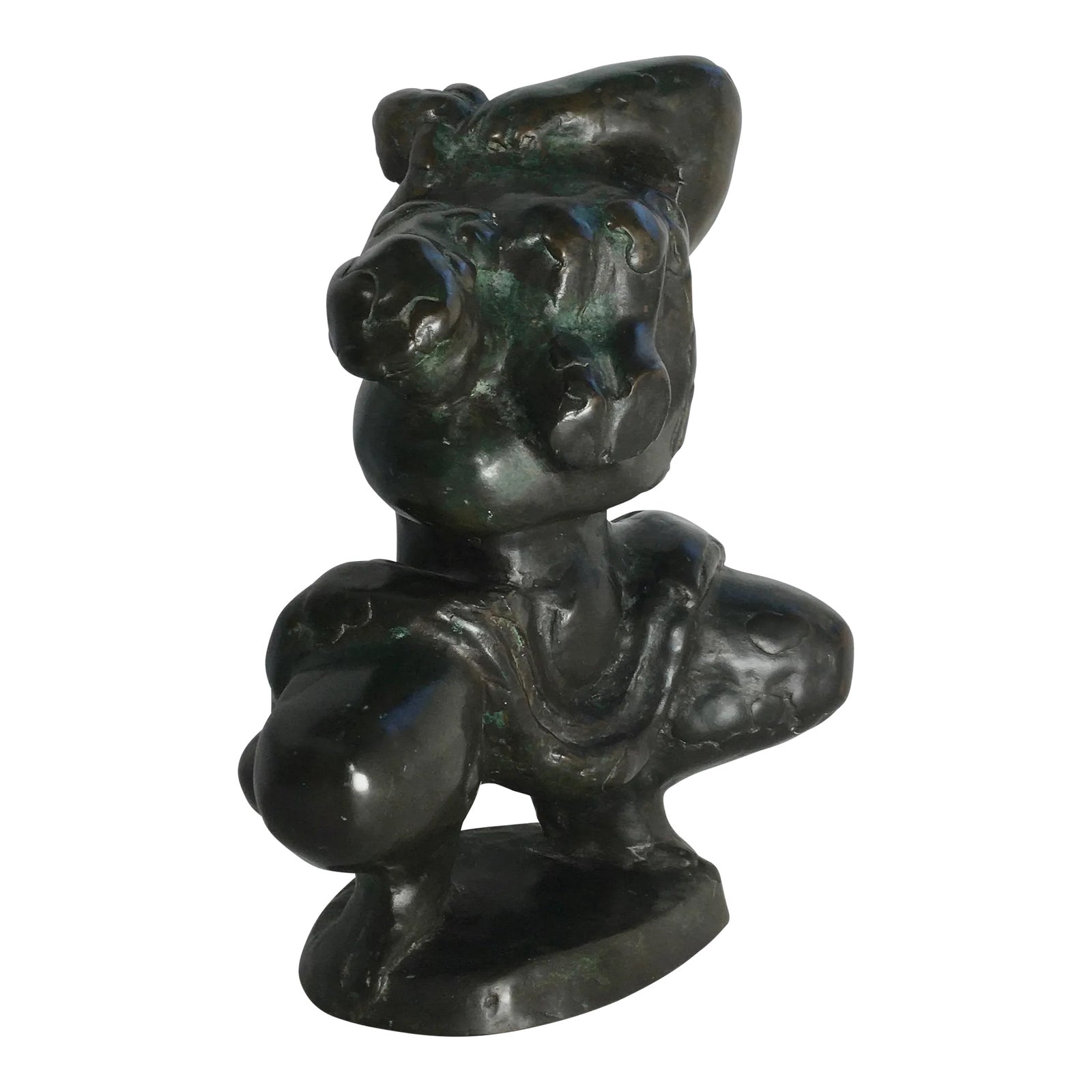 1967 “Mother and Child” Abstract Figurative Bronze Sculpture by Dutch ...