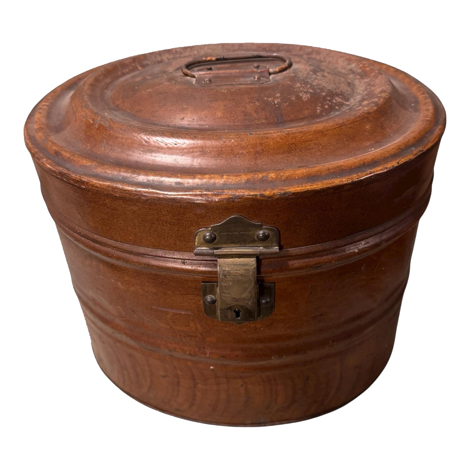 Antique Victorian Grain Painted Oval Metal Hat Box | Chairish