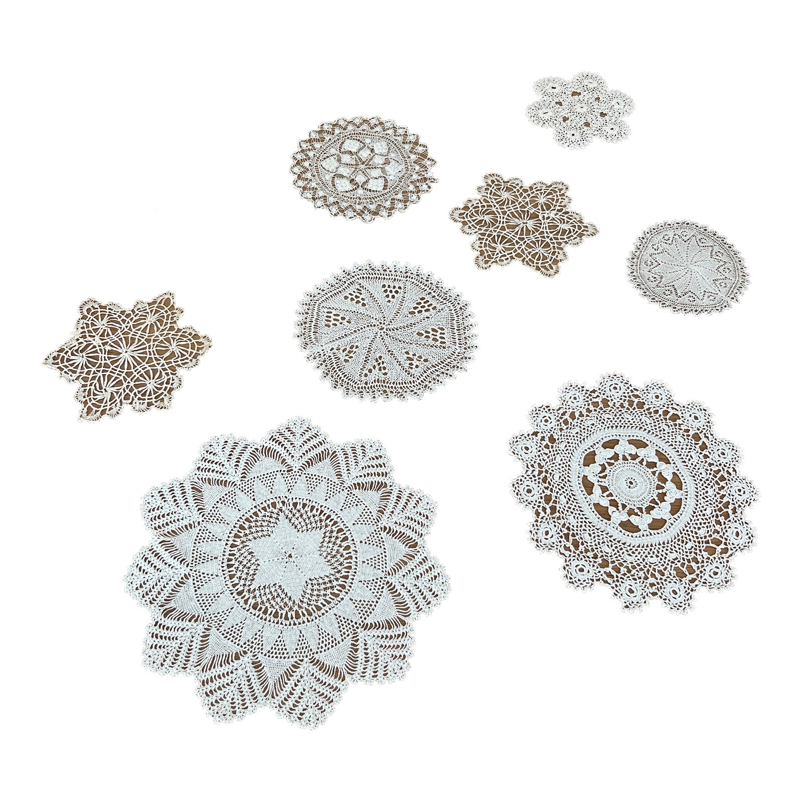 Collection of Antique Handmade Belgian Lace Snowflake Doilies- Set of 8 ...