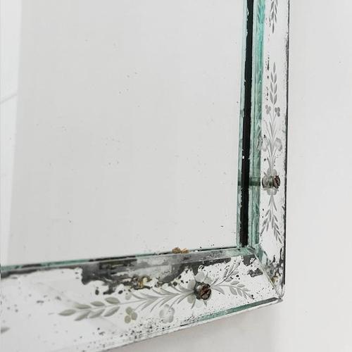 Antique Venetian Table Mirror in Etched Glass, 1900s | Chairish