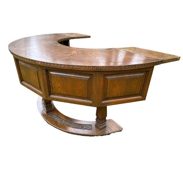Mid-Century Modern Viking Oak Circular Desk | Chairish