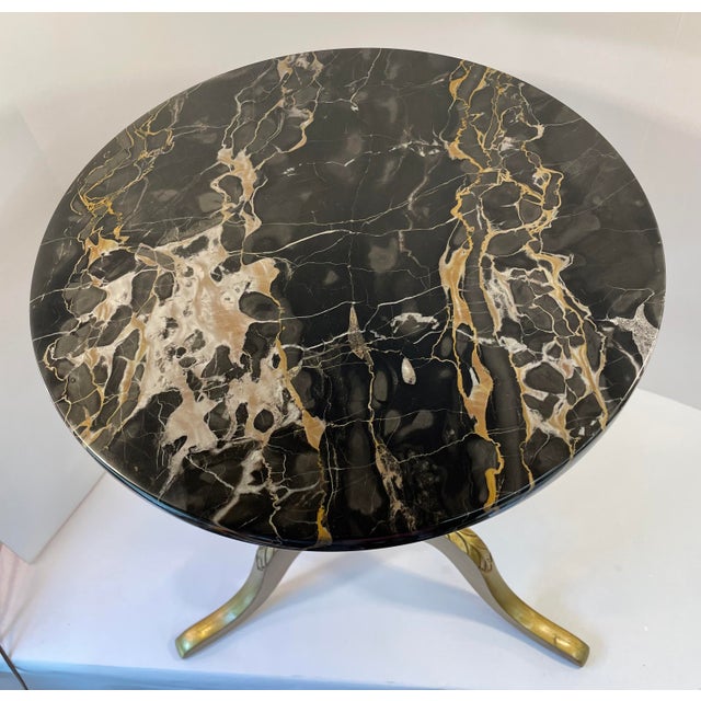 Vintage Italian Marble Top Gilt Wood Wine Table | Chairish