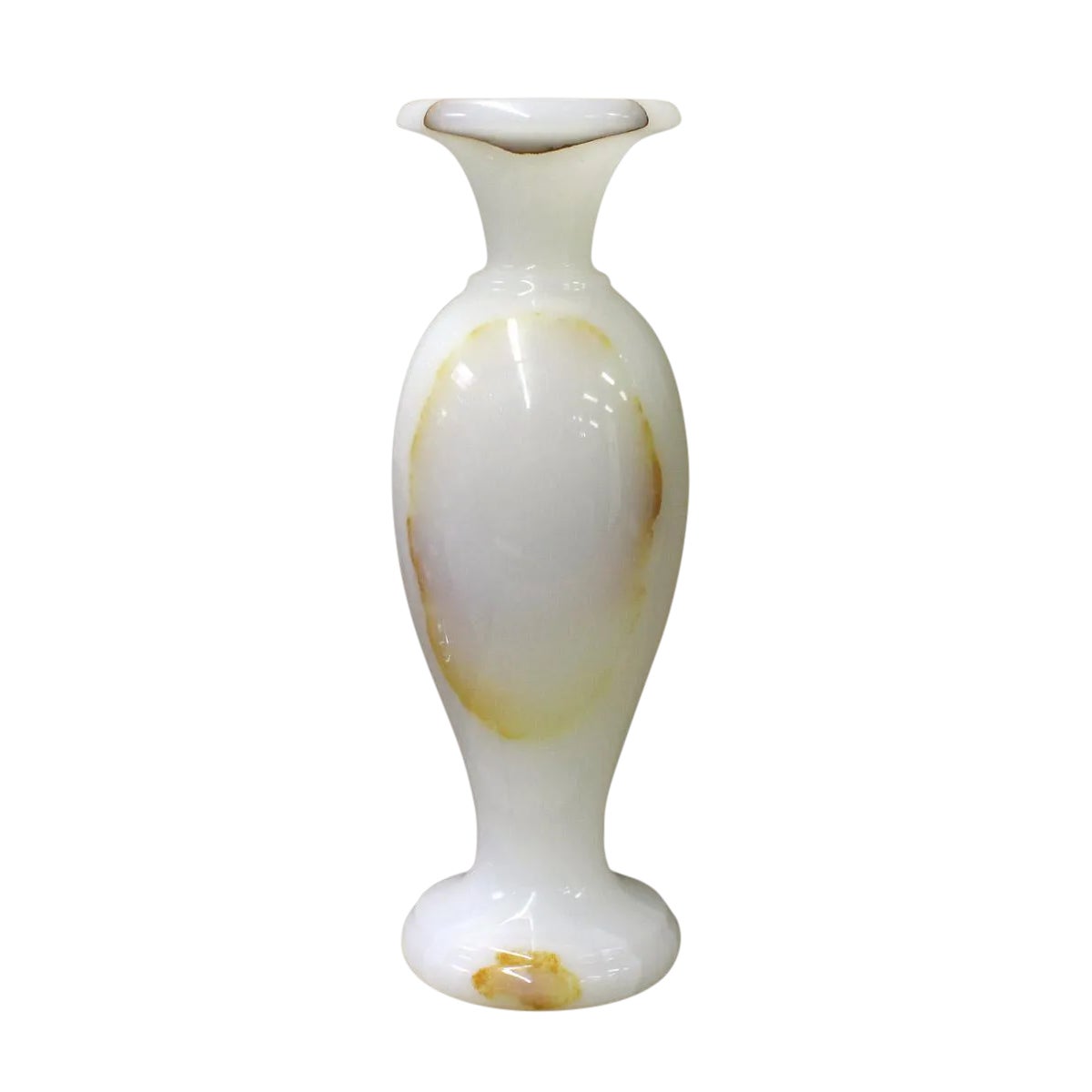 White Stone Carved Round Small Display Vase cs2633 | Chairish