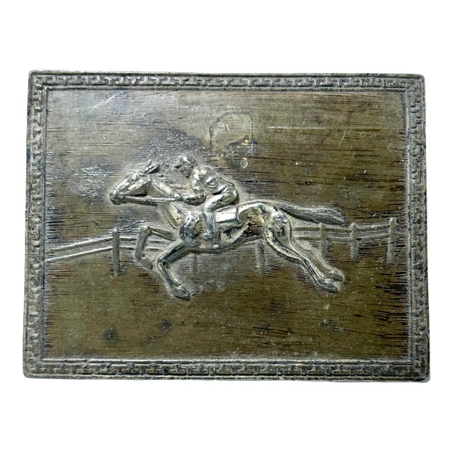 1960s Vintage Jockey Equestrian Metal Snuff Box | Chairish