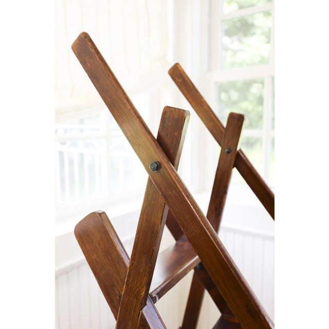 Antique Mahogany Collapsible Library Step Ladder | Chairish