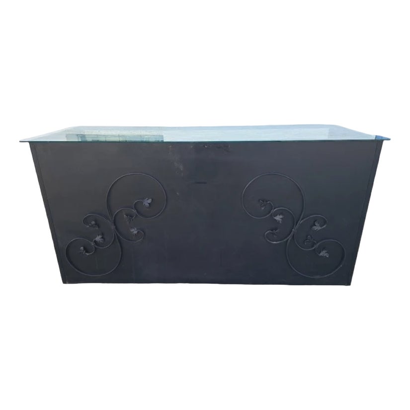 Mid-Century Modernist Metal and Crystal Reception Desk | Chairish