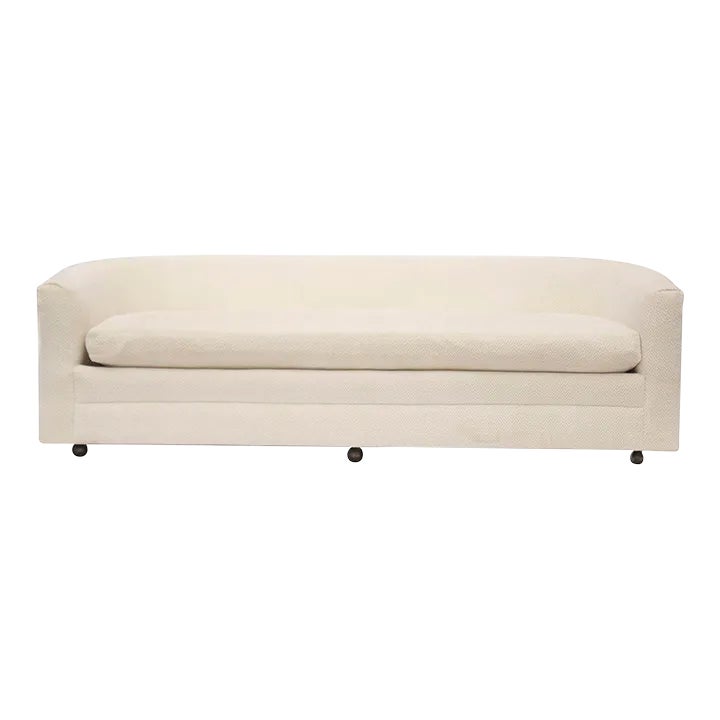 Custom Sofa on Casters in Cream Boucle #1 | Chairish