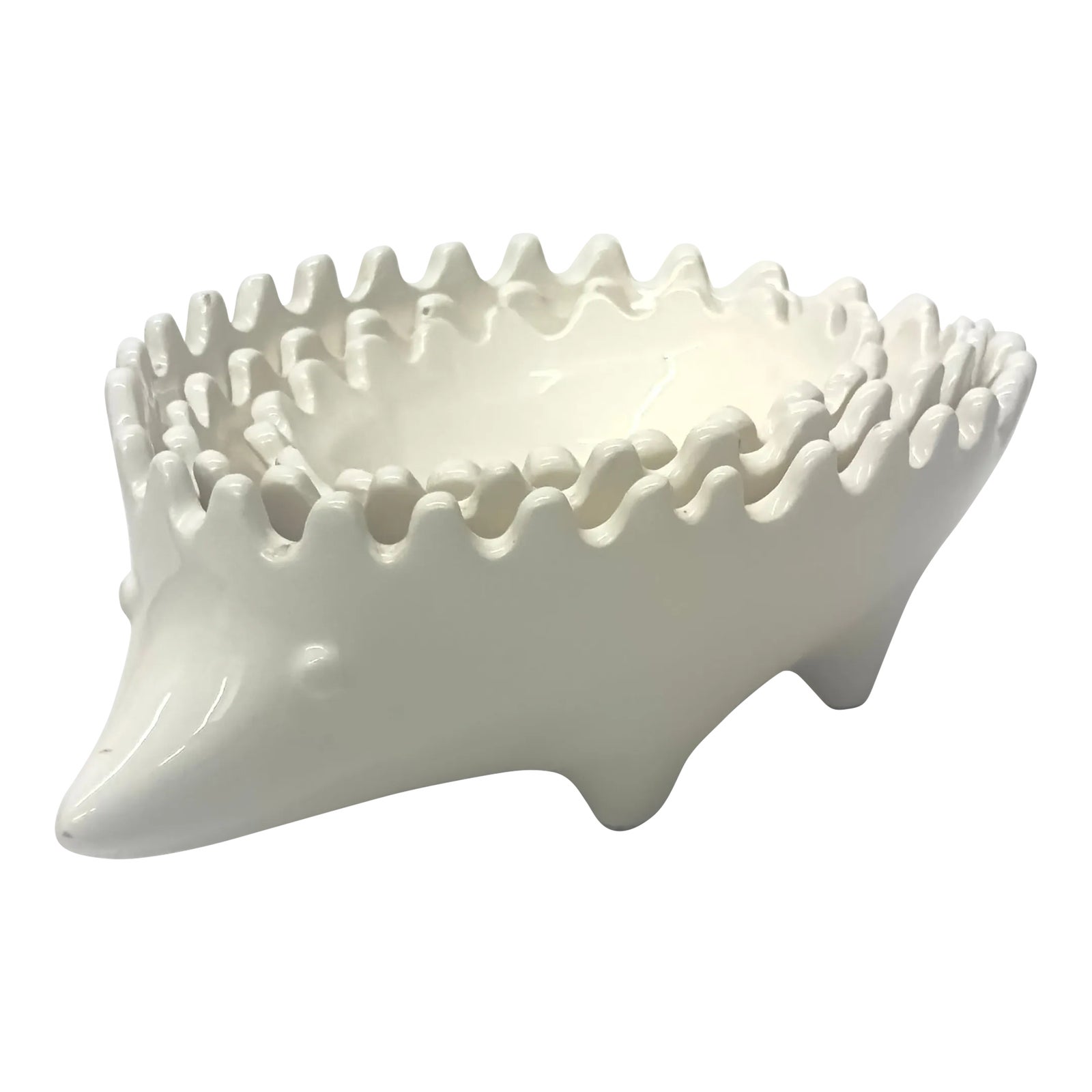 White Ceramic Hedgehog Stacking Bowls - Set of 3 | Chairish