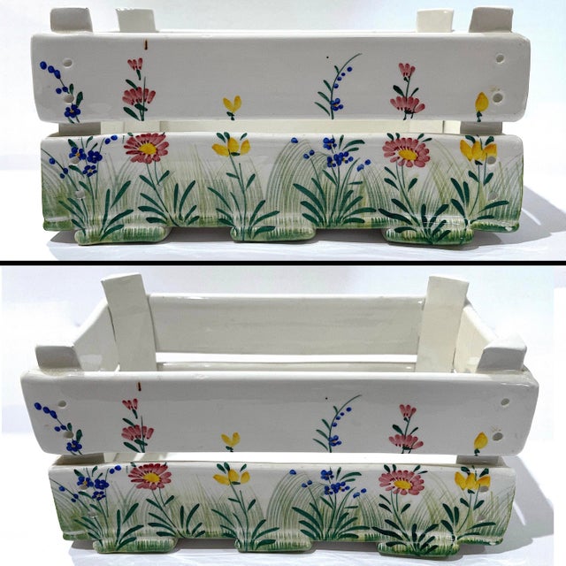 Vintage Italian Ceramic Flower Crate Centerpiece Planter | Chairish