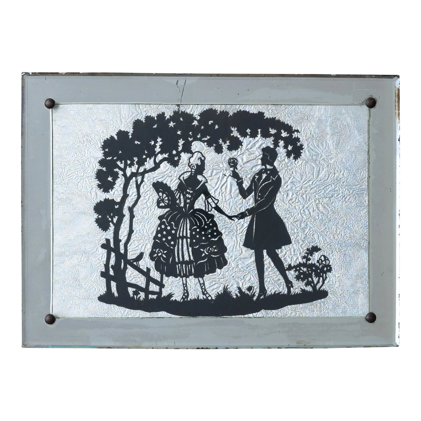 Scissor Art Silhouette With Mirrored Frame | Chairish