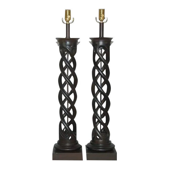 Frederick Cooper Helix Lamps Brown | Chairish