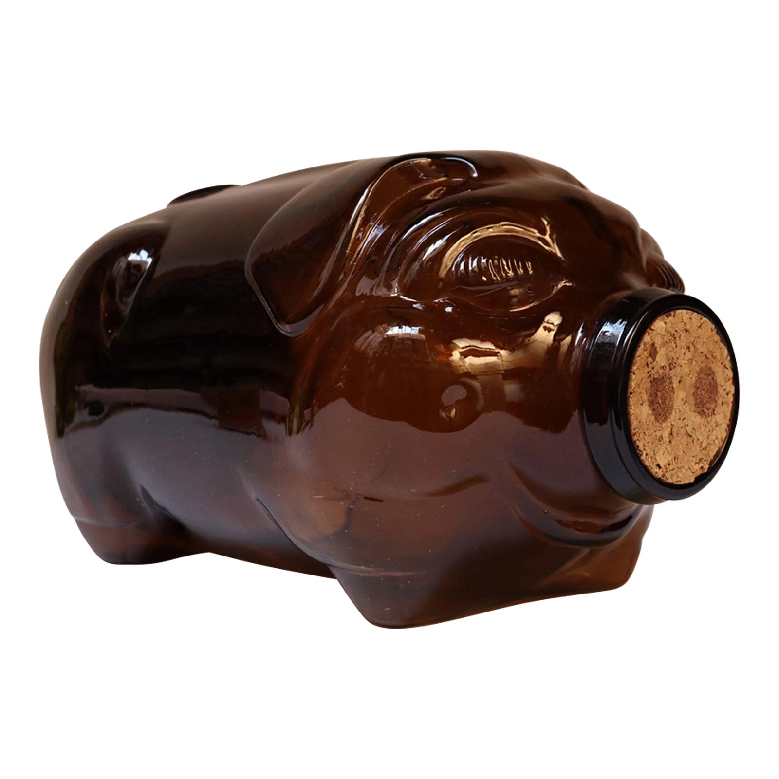 Large Vintage Amber Glass Five-Gallon Piggy Bank by Libbey | Chairish