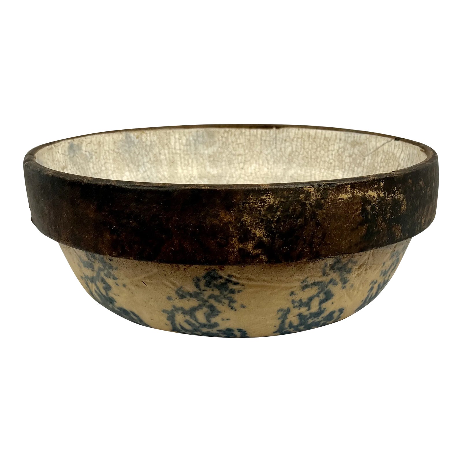 Antique Early 1900s Handcrafted Spongeware Bowl | Chairish