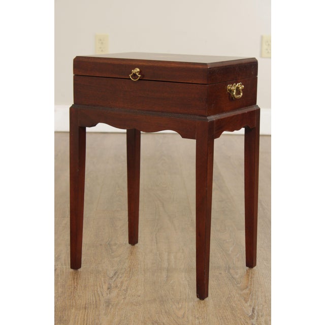Early 21st Century Mahogany Inlaid Box on Stand Side Table | Chairish