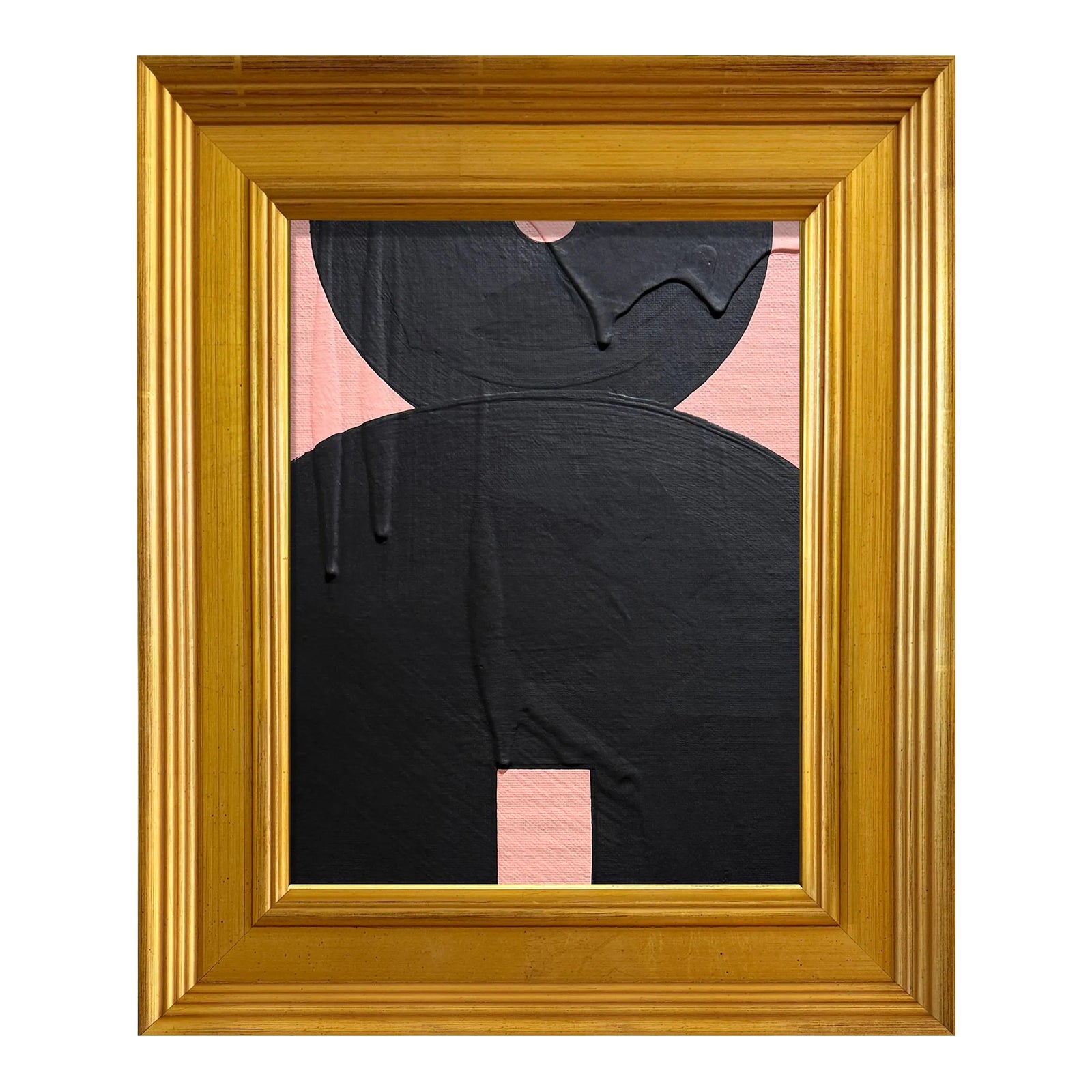 Ron Giusti Mini Kokeshi Doll Head Blush Black Acrylic Painting | Chairish