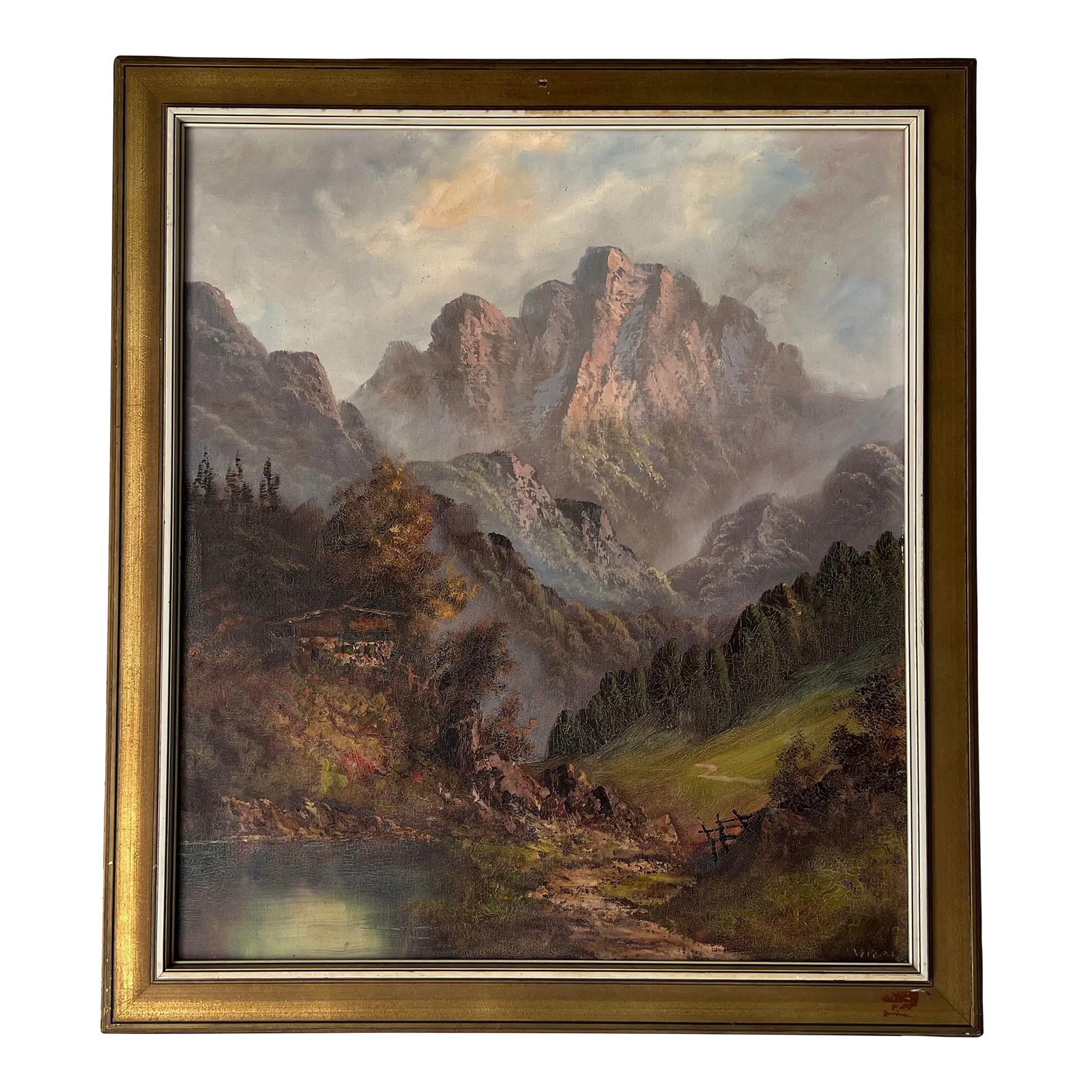60's Vintage Impressionist Oil on Canvas Landscape Painting Alexander F ...