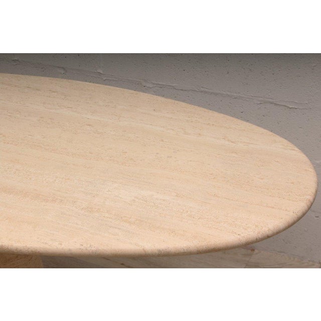 1970s Vintage Italian Angelo Mangiarotti Travertine Marble Oval Dining ...