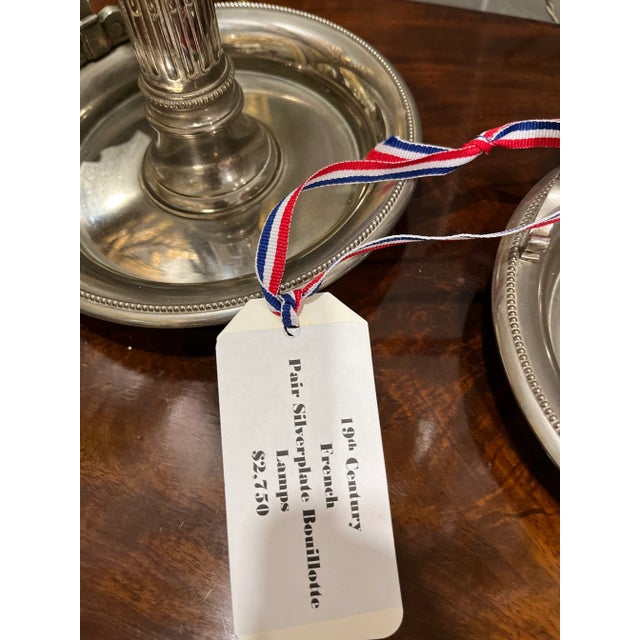 Pair of 19th Century French Silverplate Bouillotte Lamps | Chairish