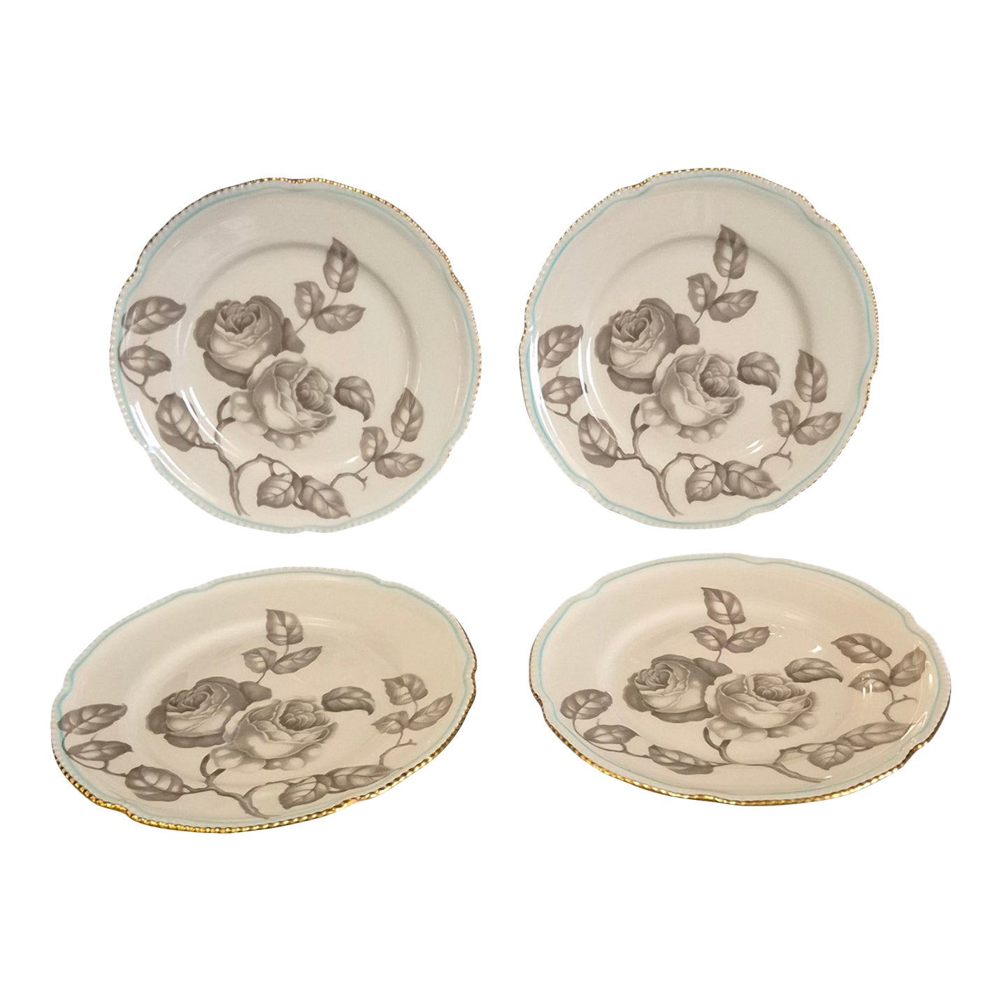 Mid 20th Century Set of Four Dessert Plates Castleton Gloria Porcelain ...