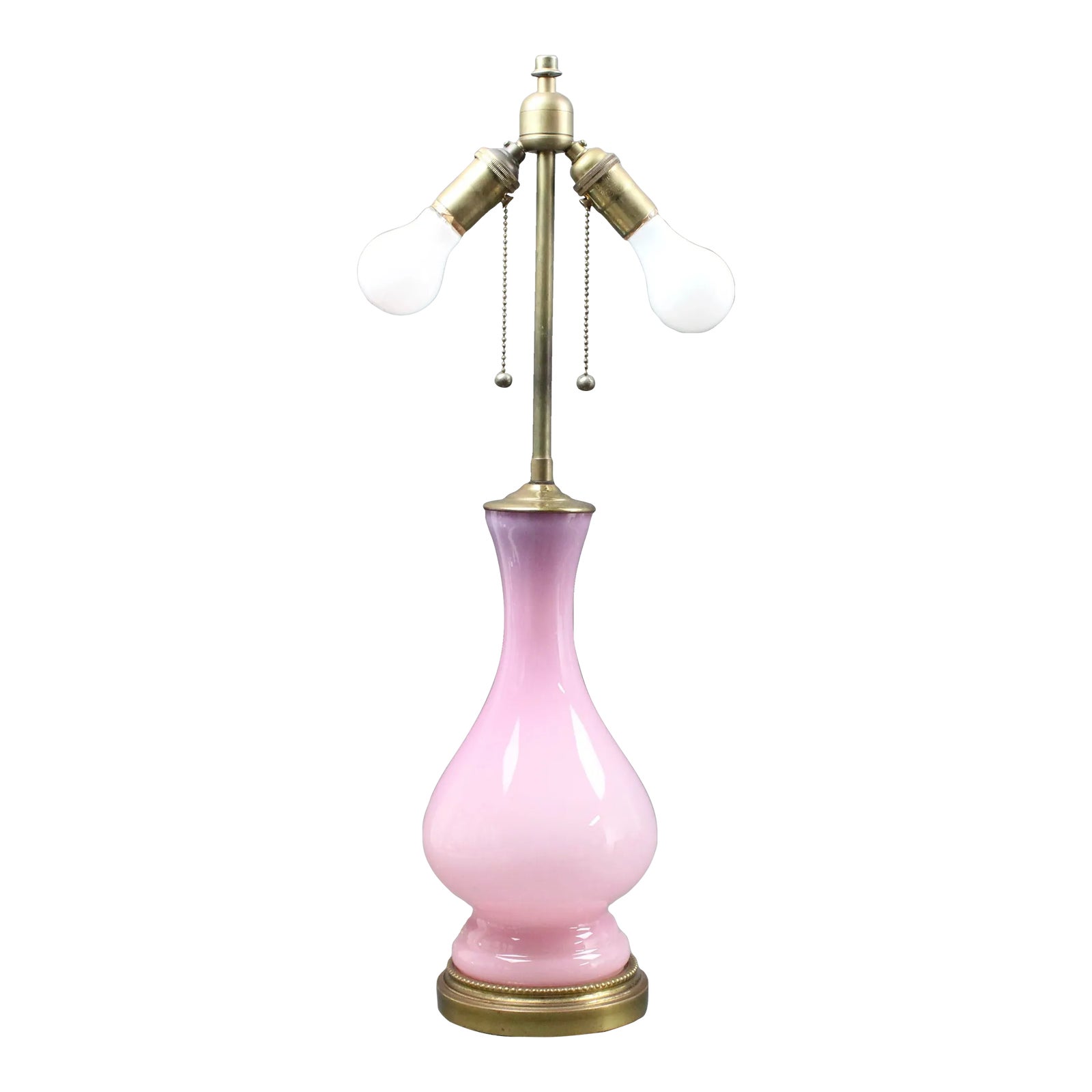 Vintage Mid Century Modern Murano Glass Italian Pink Opaline Table Lamp ...