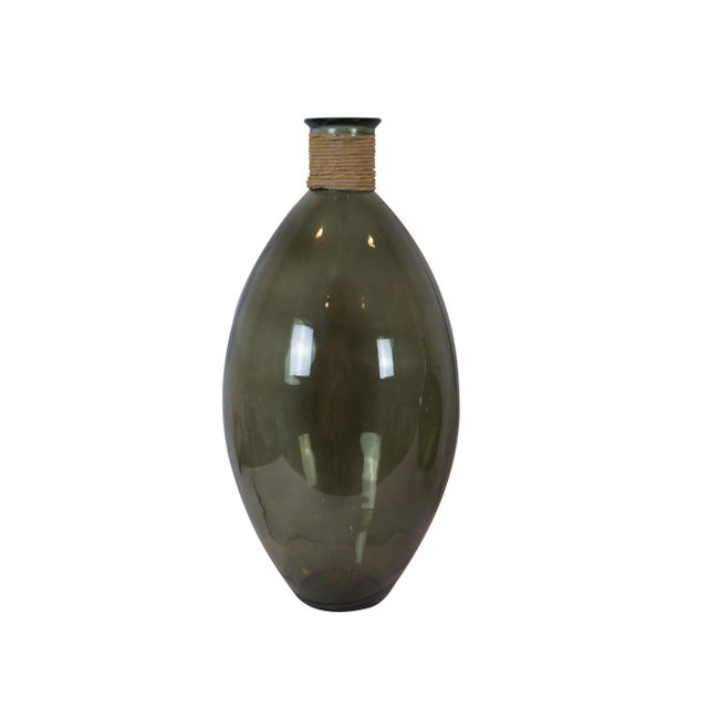 Mid 20th Century Green Glass Terra Wrapped Demijohn Floor Vases Vessels ...