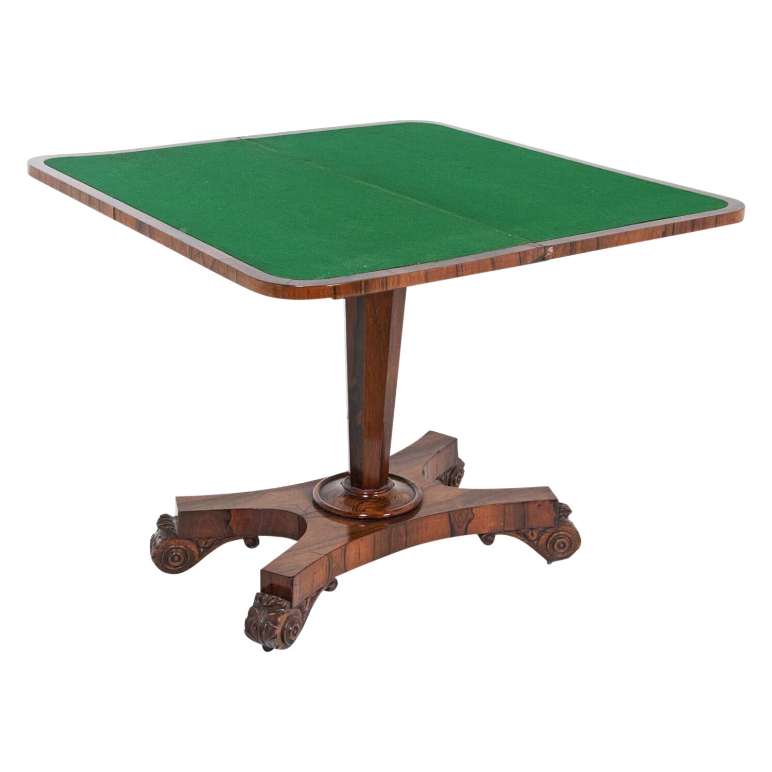 19th Century English Rosewood Pedestal Games Table | Chairish