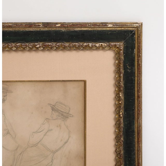 Odilon Roche Signed Drawing on Paper, "Sketch of Couple, Bandol, France ...