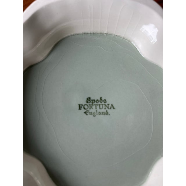 1960s Vintage Spode Fortuna Footed Dish in Minty Sage and Ivory | Chairish
