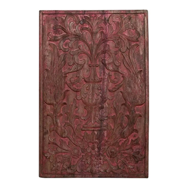 Vintage Handmade Hand Carved Red Wall Panel | Farmhouse Style Wall ...