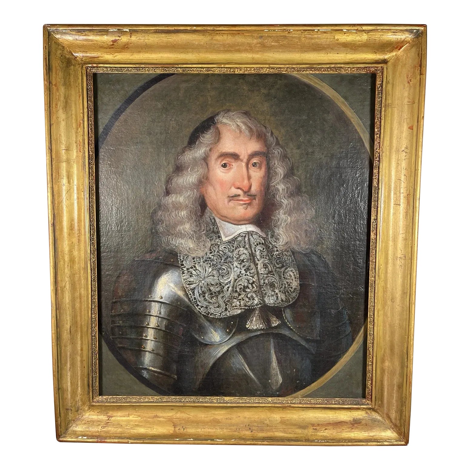 Antique Oil Painting 17th Century Baroque English Man in Armor, Framed ...