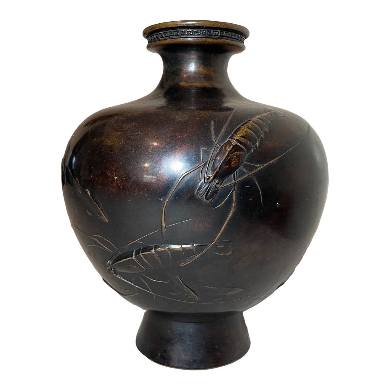 Antique 19th Century Japanese Coy Crustacean Craw Fish Signed Bronze ...